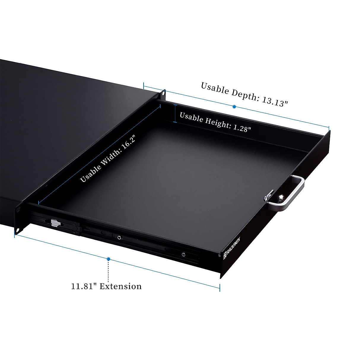 RackPath 1U Rack Mount Drawer for 19 Inch AV/Network/DJ Equipment Racks or Cabinets with Lock and Key