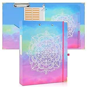 3 Ring Binder with Clipboard, Binder for Men and Women, Binder Dividers with Tabs，1 Inch Binder for School Supplies, Office Supplies, Portfolio Binder(Powder Blue Mandala)