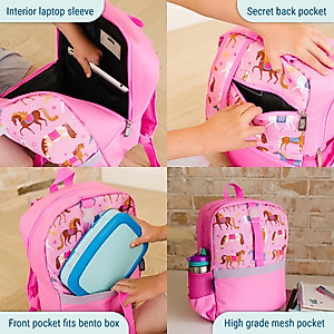 Wildkin Pack-it-All Kids Backpack for Boys & Girls, Ideal Size for School & Travel Backpack for Kids, Features Front Strap, Interior Sleeve, Back Support & Side Pocket (Horses)