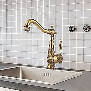 WEIJIANKANG Brass Kitchen Faucet Antique Single Handle Bathroom Faucet, Mixer Tap Bronze Multifunctional Faucet, 360 Degree Swivel Spout Bathroom Sink Faucet, Universal Splash Filter Lavatory Faucet