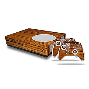 WraptorSkinz Decal Vinyl Skin Wrap Compatible with Xbox One S Console and Controllers - Wood Grain - Oak 01