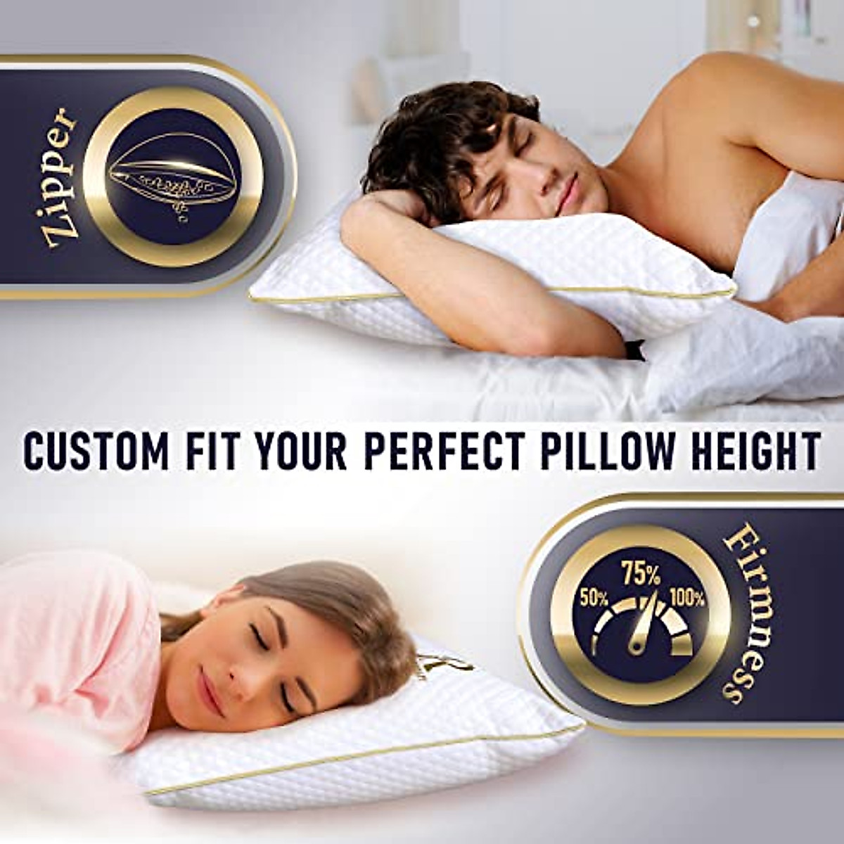 Royal Therapy 2-Pack Queen Shredded Memory Foam Pillows & Queen Mattress Topper – Bundle