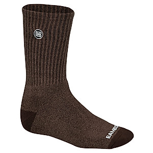 Bamboo Sports Premium Bamboo Crew Work Socks- Moisture Wicking, Odor Eliminating Brown Tweed Crew Socks for Men Size 9-12 - 3 Pair