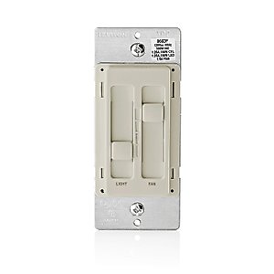 Leviton SureSlide Ceiling Fan Control and Dimmer Switch for LED, Halogen and Incandescent Bulbs, 66DF-10T, Light Almond
