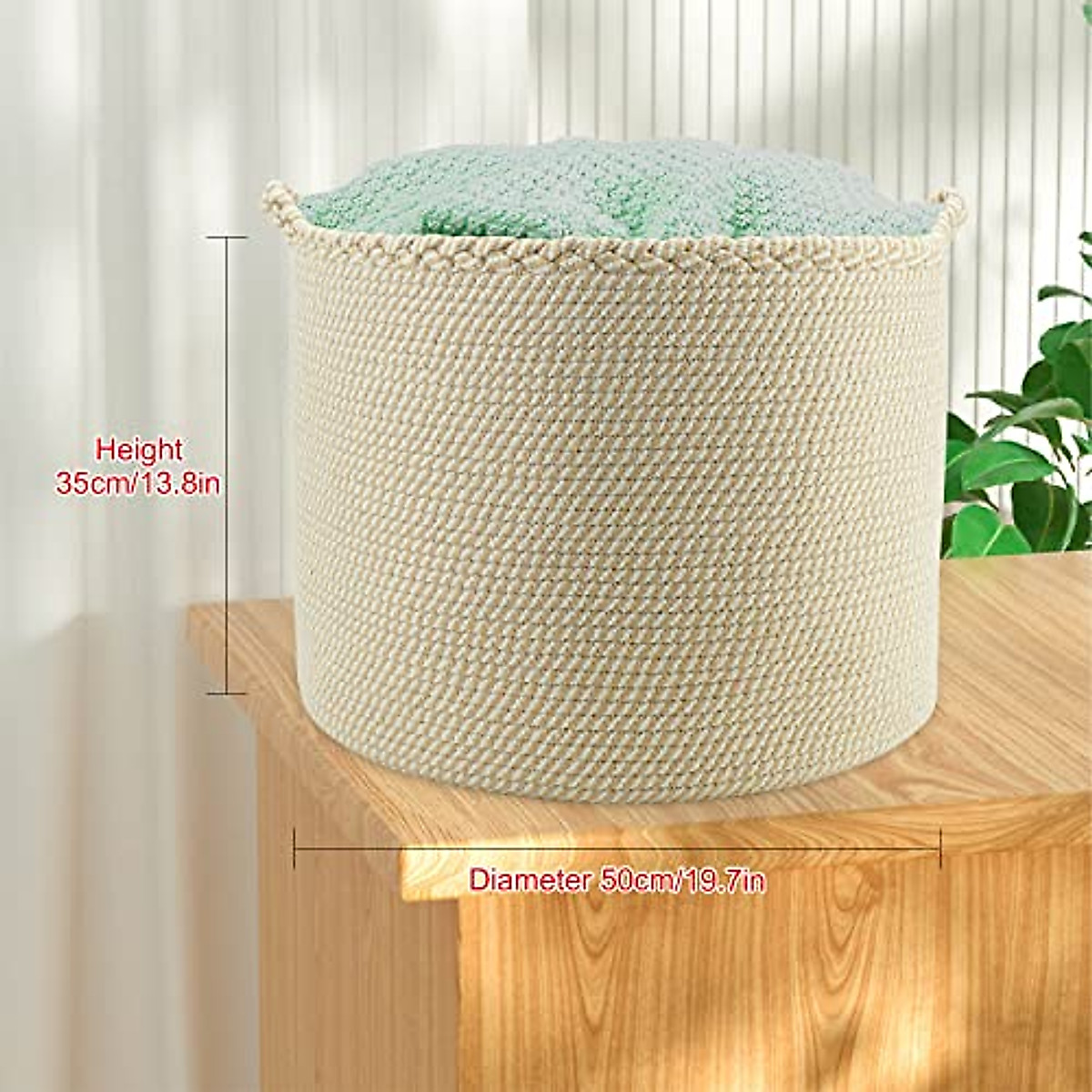 NUMONQ Extra Large Cotton Woven Basket 20''x20''x14'' Organize Laundry Baby Blankets Pillows Toys Nursery Hamper with Handles (Beige), XXL