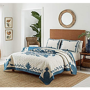 Tommy Bahama - Queen Quilt, Cotton Lightweight Bedding, Pre-Washed for Added Softness (Aloha Pineapple Blue, Queen)