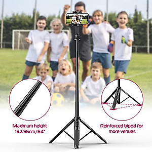 ULANZI SK-03 Selfie Stick Tripod, 64" Professional Stable Phone Tripod Stand for Smartphone/Camera/Gopro, 3 in 1 Extendable Phone Tripod with Detachable Remote for Travel Selfies Video Recording Vlog
