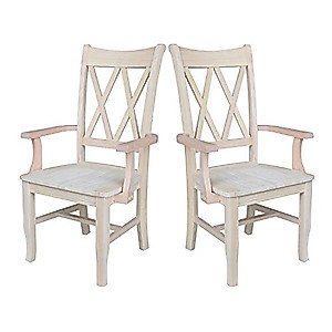 IC International Concepts Double X-Back Arms Dining Chairs, Height, Unfinished