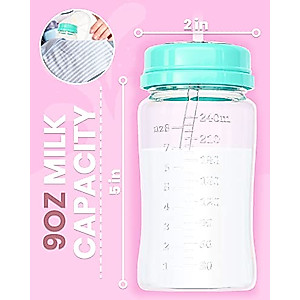 Skywin Self Feeding Baby Bottle with Straw 8oz Bottle Holder for Baby, Anti Colic, for Convenient Feeding (Green)