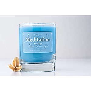 My Lumina Meditation Aromatherapy Candle w/Clear Quartz Crystal Inside, Beach Sage Relaxing Calming Positive Peace Energy, Soy Wax Blue Scented Candle for Home,Bath,Bathroom,Yoga,Self Care,Gift,Women