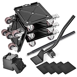 Furniture Dolly, Furniture Movers with 5 Wheels 360° Rotatable and Lockable, 4 Packs Premium Carbon Steel Furniture Lifter Mover Tool Set Perfect for Heavy Furniture (6.3 * 6.3inch)
