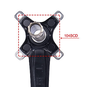 BOLANY Bike Cranksets 170mm Hollow Integrated 104BCD Single Speed Round Chainring 34T/36T MTB Crankset with Bottom Bracket (34T)