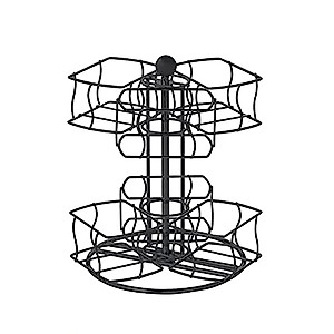 Nifty Tea Bag Spinning Carousel – 6 Compartments, Up to 60 Tea Bags Storage, Spins 360-Degrees, Lazy Susan Platform, Modern Black Design, Home or Office Kitchen Counter Organizer