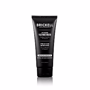 Brickell Men's Daily Defense SPF20 Face Moisturizer for Men, Natural & Organic, Zinc Oxide Face Moisturizing Mineral Sunscreen, Hydrates & Protects Skin Against Harmful UVA/B rays, 3.4oz, Unscented