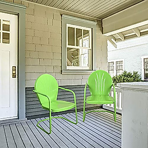 Northlight 34-Inch Outdoor Retro Tulip Steel Armchair, Lime Green