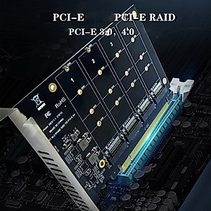 4 Port NVMe to PCI-e Host Controller Expansion Card, Support 2230 2242 2260 2280?M.2 NVME to PCIe X16 Adapter, M Key Hard Drive Converter Reader Expansion Card