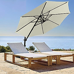 Ginelite 10Ft Luxury Cantilever Umbrella Patio Umbrella SDP Fading Resistant Canopy Sun Umbrella 360°Rotation Heavy Duty Aluminum Pole for Garden/Pool/Table/Deck Outdoor Umbrella Beige