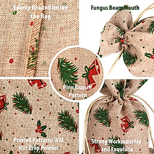 XCFWin 12 Pack Of Christmas Gift Bags With Drawstring Reusable Designs For Christmas Party Supplies Favors (red and black, mixed size)