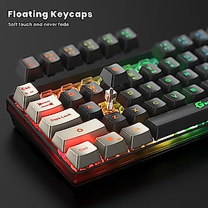 GEODMAER 65% Wireless Gaming Keyboard, Rechargeable Backlit Gaming Keyboard, Ultra-Compact Mini Mechanical Feel Anti-ghosting Keyboard for PC Laptop PS5 PS4 Xbox One Mac Gamer(Black-Grey)