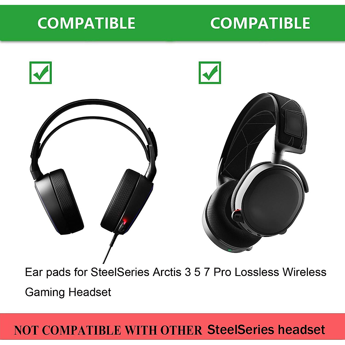Arctis 3/5 / 7/9 Replacement Black Fabric Ear Pads Cushion Compatible with SteelSeries Arctis 3 / Arctis 5 / Arctis 7 Arctis 9 / Arctis 1 / Arctis pro Lossless Wireless Gaming Headset Headphone