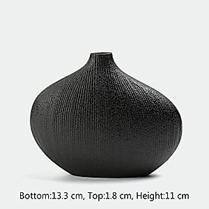 NEWQZ Decorative Vase, Small Black Ceramic Vase for Tabletop Decor, Stoneware for Floral Flower,4.7" H