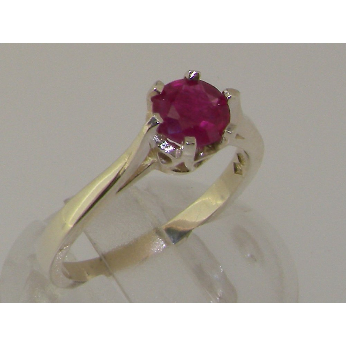 925 Sterling Silver Natural Ruby Womens Solitaire Ring - Sizes 4 to 12 Available