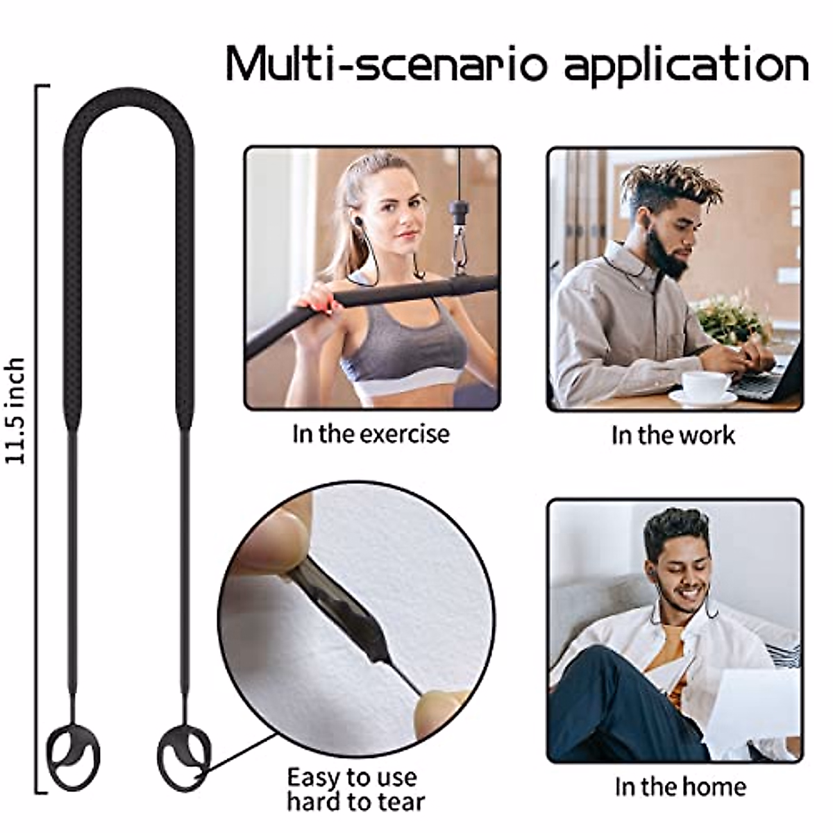 SUIHUOJI Galaxy Buds 2 Pro Strap, Soft Silicone Special Anti-Skid Design Sports Anti Lost Headphones Lanyard Accessories ONLY Compatible with Samsung Galaxy Buds 2 Pro Earbuds Neck Rope Cord(Black)