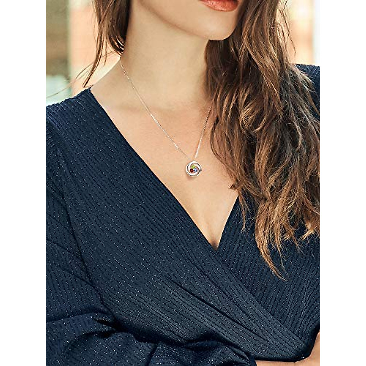 Gem Stone King 925 Sterling Silver Round Birthstones Circle Build Your Own Circle Pendant Necklace For Women With 18 Inch Chain