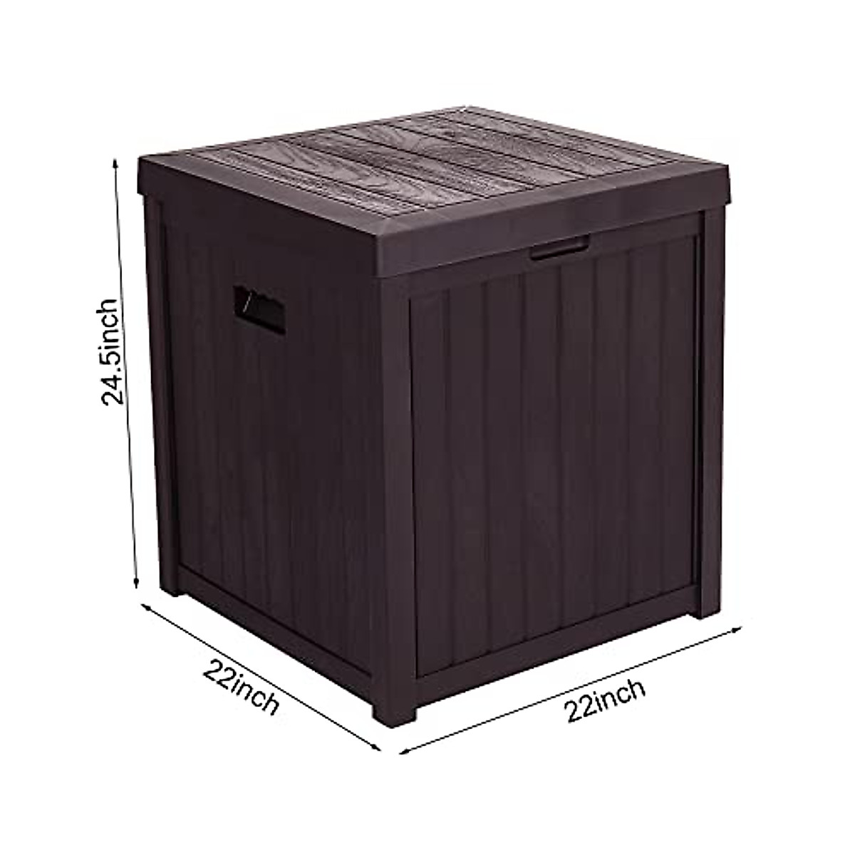 Volowoo 51Gallon Small Deck Box,Waterproof Plastic Lockable Indoor/Outdoor Storage Container and Seat for Patio Cushions and Gardening Tools,Store Items on Patio, Garage, Yard (Brown)