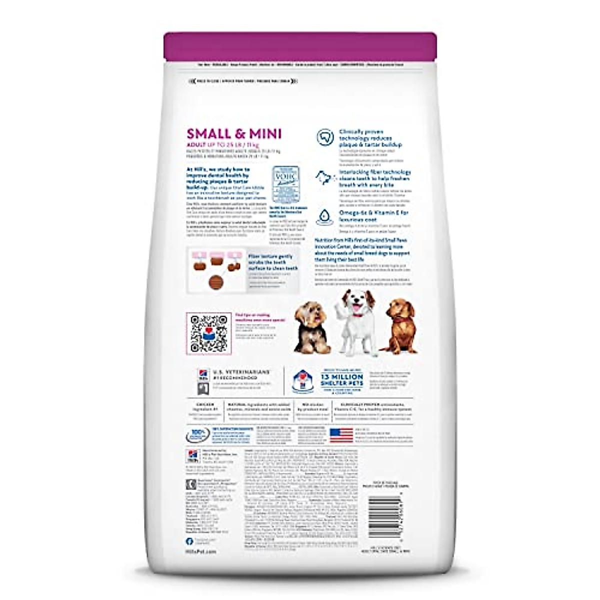 Hill's Science Diet Oral Care, Adult 1-6, Small & Mini Breeds Plaque & Tartar Buildup Support, Dry Dog Food, Chicken, Rice, & Barley, 12.5 lb Bag
