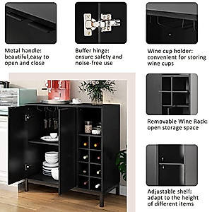 LUMISOL Kitchen Sideboard Buffet for Storage with Door and Wine Cabinet Wood Sideboard Bar Cabinet for Living Room Dining Room Buffet Server Cupboard Wine Cabinet with Storage