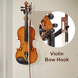 Dulphee Violin Wall Mount Violin Hanger with Bow Hook, Rosewood Violin/Viola Stand Accessories for Home & Studio (Rosewood)
