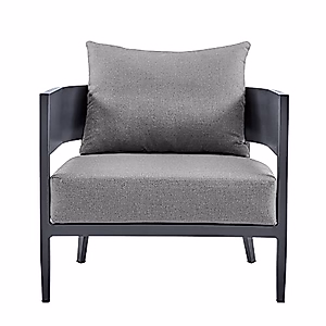 Armen Living Argiope Modern Outdoor Patio Conversation Set, 4 Piece, Dark Gray