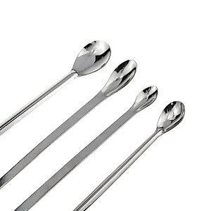 Meuey Lyot 1Set Stainless Steel Micro Sampling Spoons Spatula Combination Reagent Spoons Laboratory Supplies (Pack of 4)