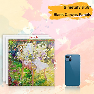 Simetufy 12 Pack 8x8 Inch Painting Canvas Panels Blank Square Canvas Boards for Painting, 8oz Gesso Primed Acid-Free 100% Cotton for Acrylics Paints