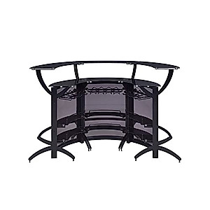Coaster Furniture Modern Contemporary 3pc Curved Home Bar 61.75" Black ‎182135-S3