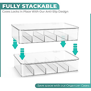Sorbus Sunglasses Organizer - Plastic Stackable Eyeglass Case Storage Organizer for Multiple Glasses - Reading Glasses, Sunglass Holder with Hinged Lid for Eyewear Display Includes 5 Sections (3 Pack)