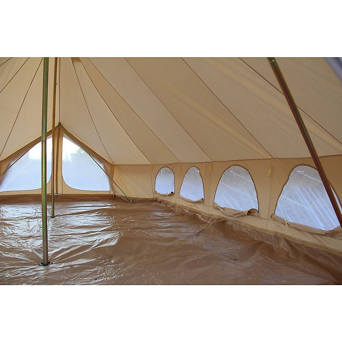 UNISTRENGH UNISTRENGH Large Luxury 6M Cotton Canvas Camper Tent Waterproof Bell Tent with 3 Doors for 8-12 People Camping,Hiking and Family Party