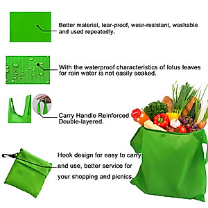 Evohyah Shopping Bags Reusable Grocery Tote Bags Kitchen Reusable Grocery Bags 50LBS Ripstop Geometric Fashion Recycling Bags Folding Storage Bag Machine Washable Nylon Bags (Sgreen, S)