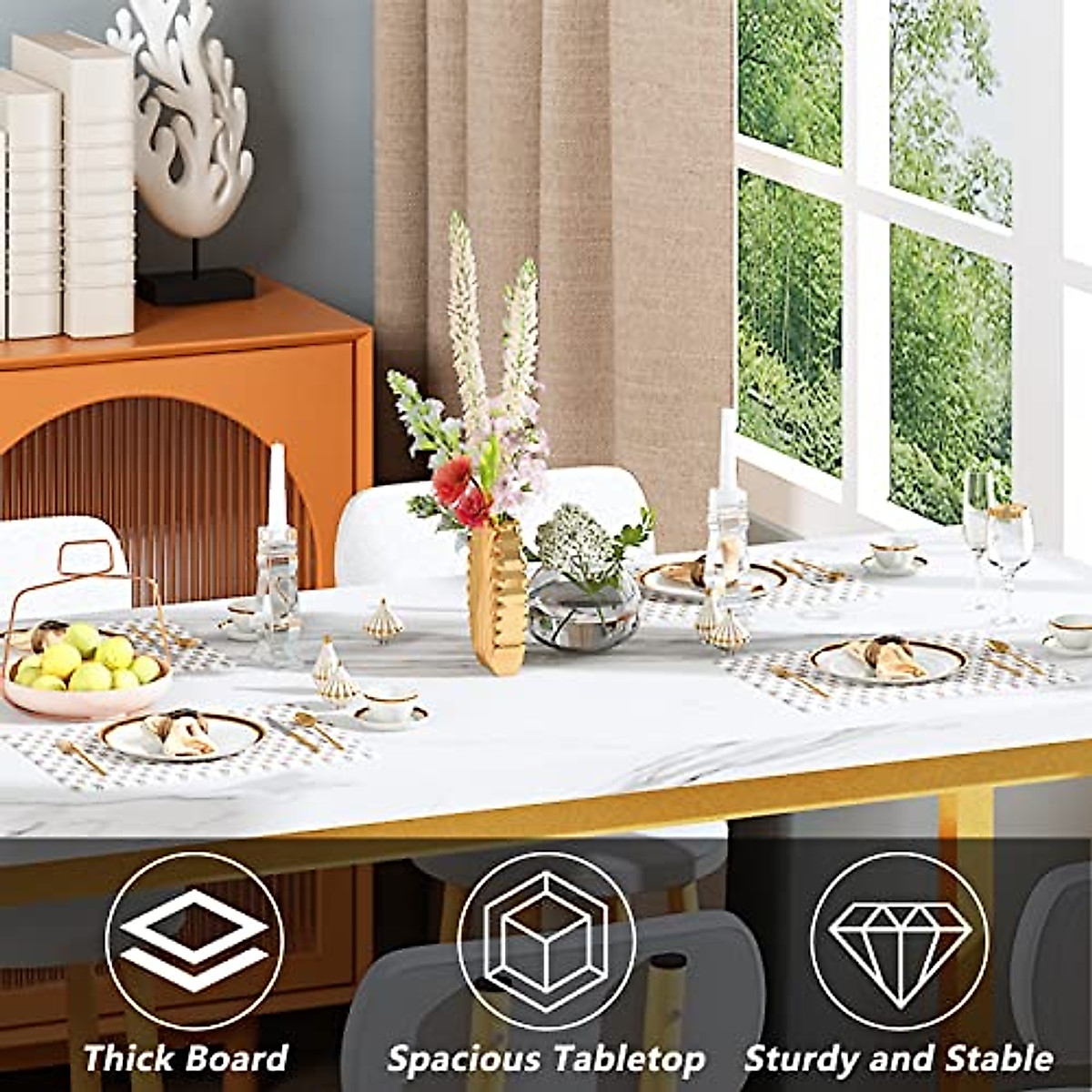 DKLGG 43.3” Dining Table Set for 4, Rectangle Bar Table and Chairs Set with 4 PU Leather Backrest Stools, Pub Dining Room Table Set for Kitchen, Bar, Living Room, Breakfast Nook, Small Space Dinette