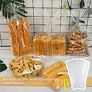 Bread Bags For Homemade Bread, 55 Pack Clear Bread Bags And 100 Ties, Reusable Bread Loaf Bags, Plastic Bread Bags For Home Bakers And Bakery Owners