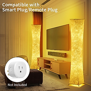 chiphy Floor Lamp, Dimmable 64" Tall Standing Lamp, 3 Levels Adjustable Brightness 12Wx2 LED Bulbs, Column Floor Light w/White Fabric Shade, Home Decor for Living Room, Bedroom, Kids Room