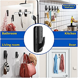 ALOCEO Wall Sticky Hooks for Hanging Shower Hooks for Bathroom Kitchen Office Closet, 5 Pack 6 Adhesive Strips, Black