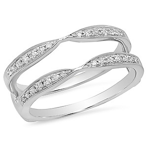 Dazzlingrock Collection 0.22 Carat (ctw) 14K Round Diamond Anniversary Wedding Band Guard Ring 1/4 CT, White Gold, Size 5