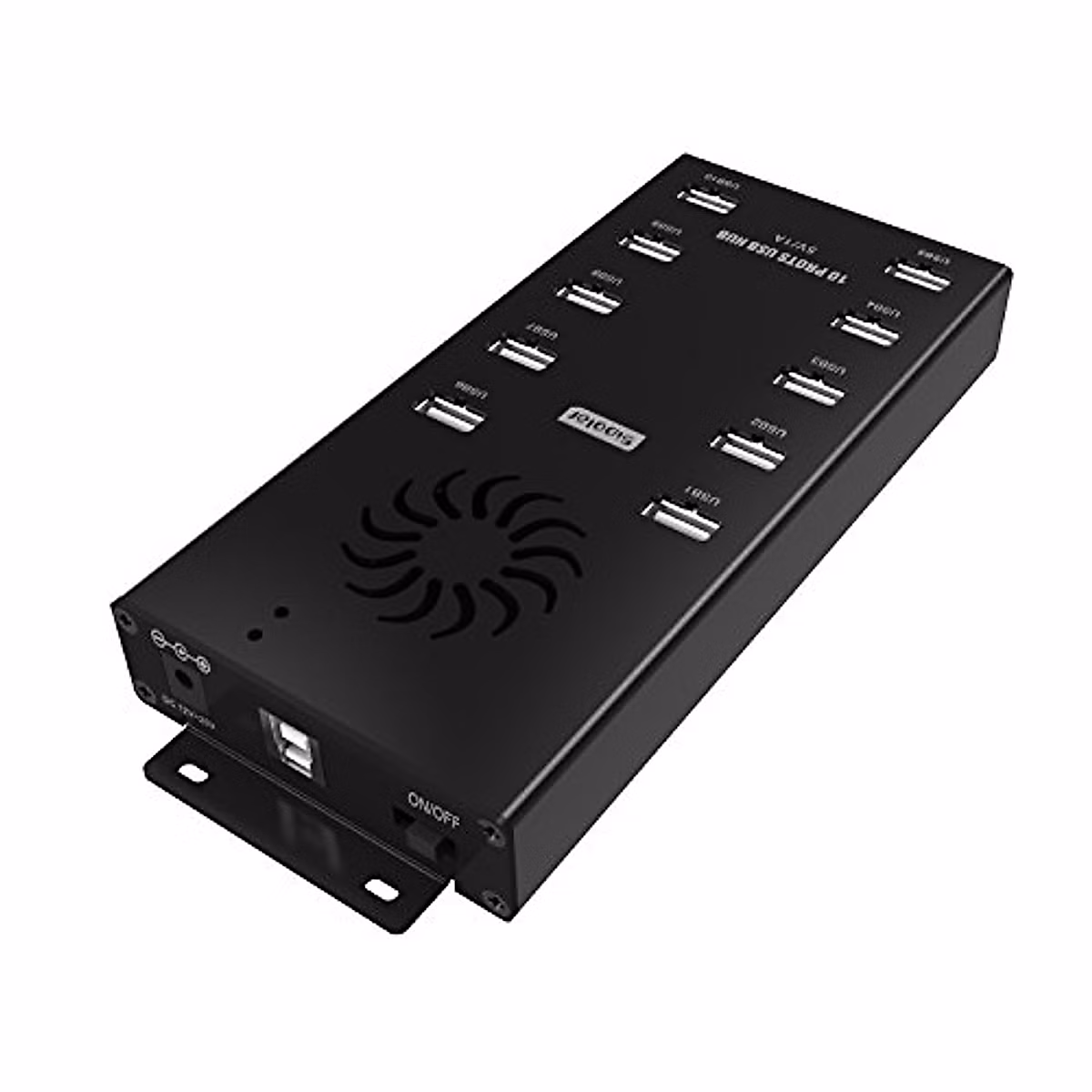 USB Hub, Sipolar 10-Port Powered USB Data Hub with LED Indication Multiple USB Port Hub Splitter with 12V 10A Power Adapter, Cooling Fan and Mounting Brackets