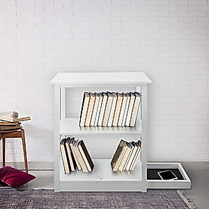 Casual Home Adams Bookcase Sliding Track, Concealment Furniture, White