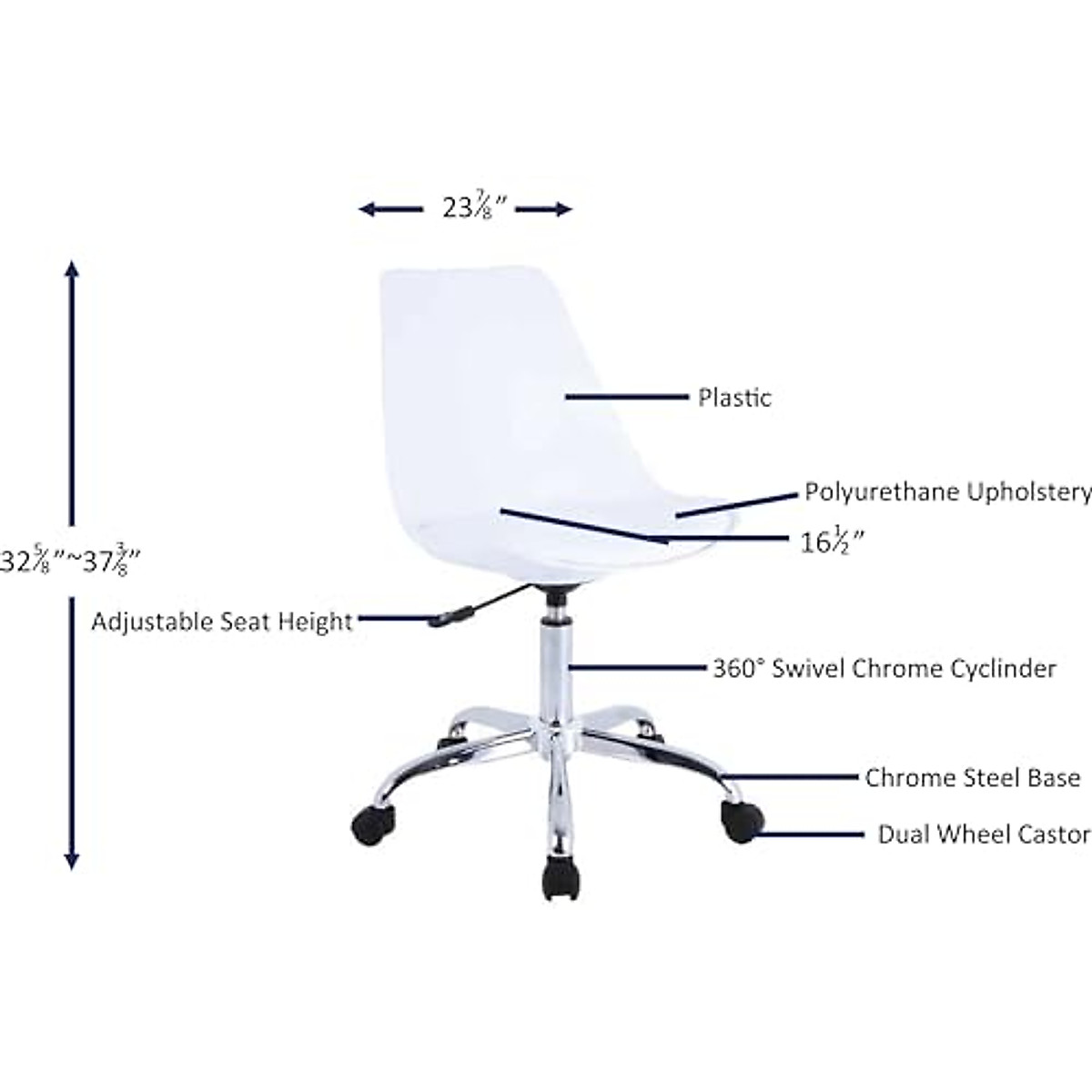 Lorell Plastic Shell Task Chair, White