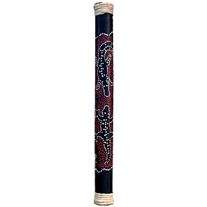 Bamboo Rainstick with Painted Aboriginal Design, 24 inches long
