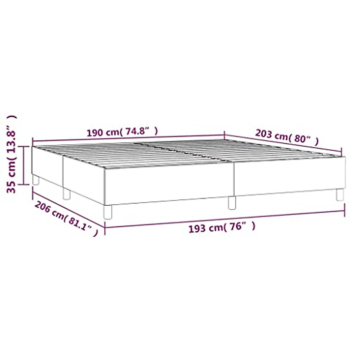 vidaXL Box Spring Bed Frame Home Indoor Bed Accessory Bedroom Upholstered Double Bed Base Furniture Light Gray 76"x79.9" King Velvet