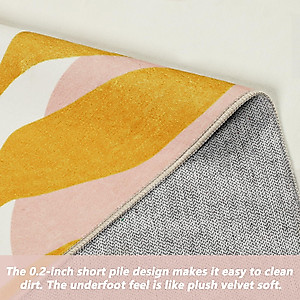 Capslpad Area Rugs 5x7, Boho Rugs for Living Room, Washable Rugs, Low Pile Soft Non-Shedding, Pink Botanical Print Rug for Bedroom, Office, Classroom, Nursery, Dining Room